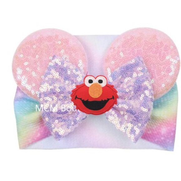 Boutique | Accessories | Elmo Headband Pink Ears Elmo Bow Sequin Sesame ...